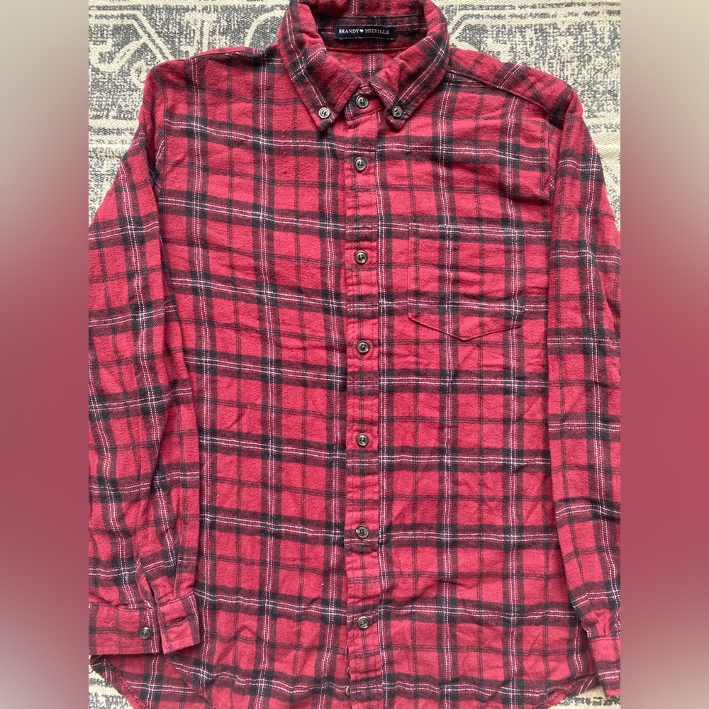 Brandy Melville Oversized Red Plaid Flannel: Size M - Gem